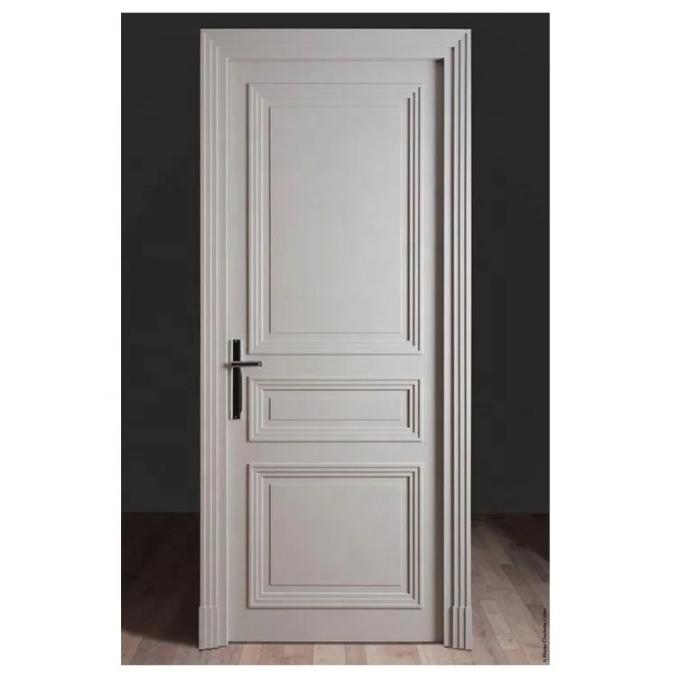 Luxury Interior Wooden Door Design - White Color Solid Wood