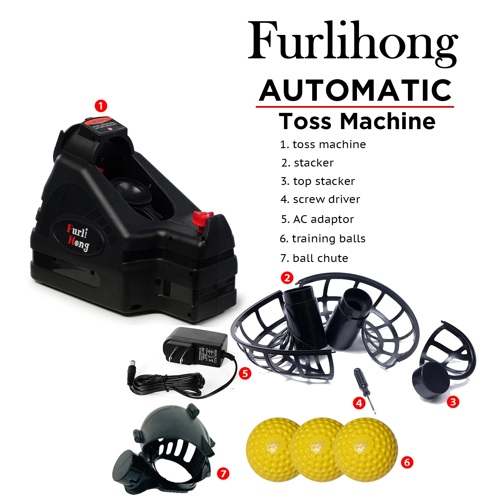 Furlihong 698BH Versatile Baseball & Tennis Toss Machine for Solo ...