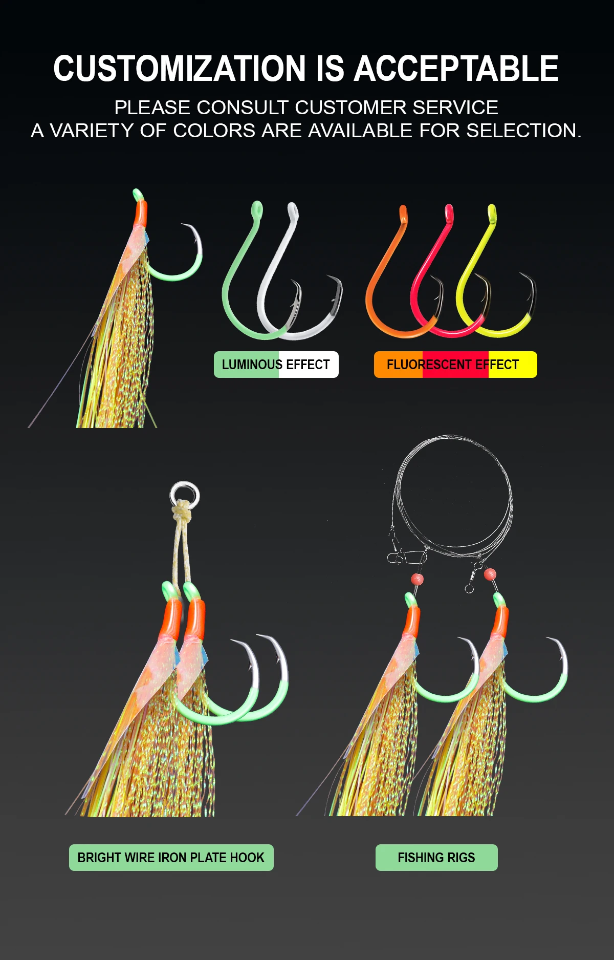 2025 New Pre-made Premium Snapper High Carbon Steel Luminous Hook W ...