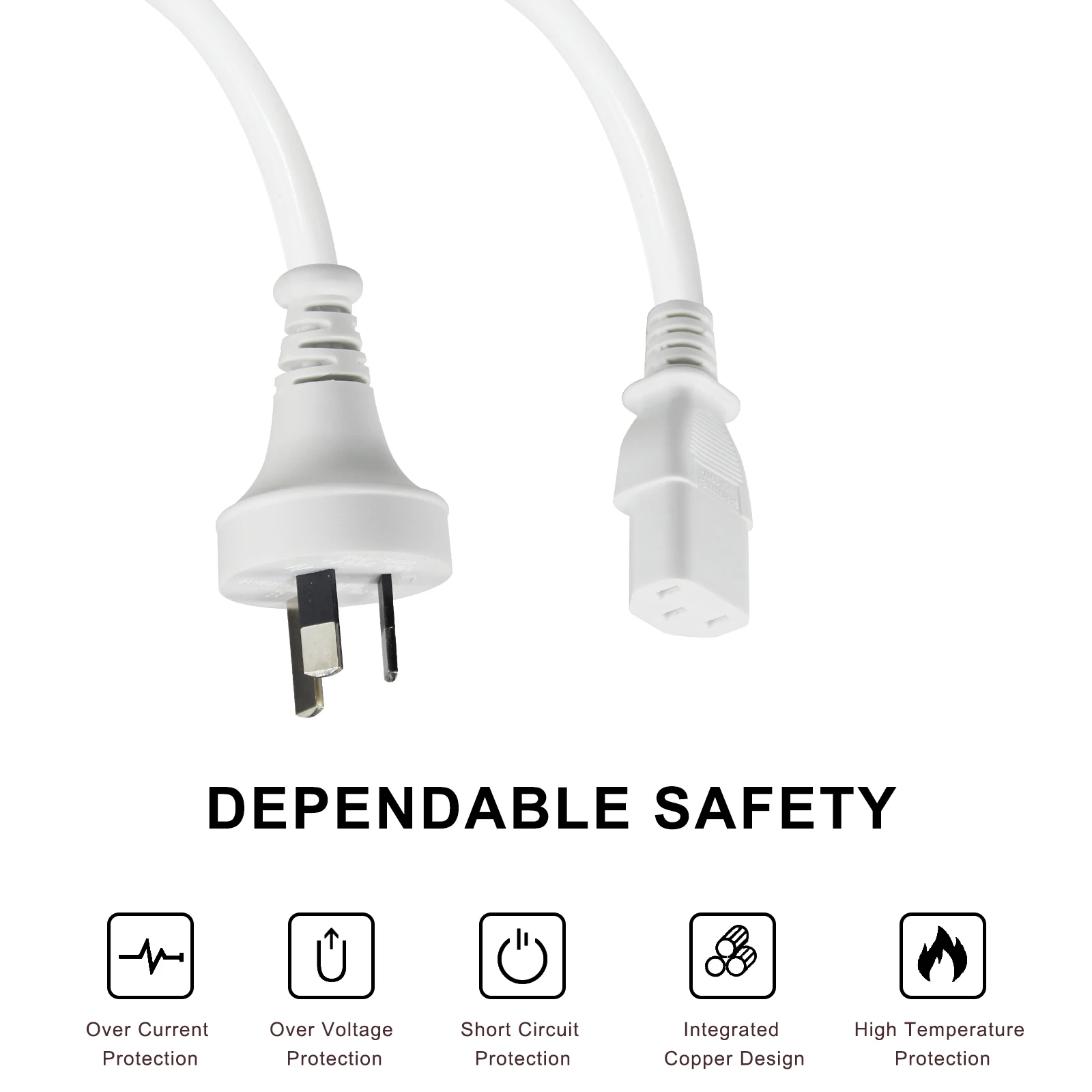 Iec Power Kettle Cord Pc 100v Monitor Rice Cooker C13 Cable 0.5m White ...