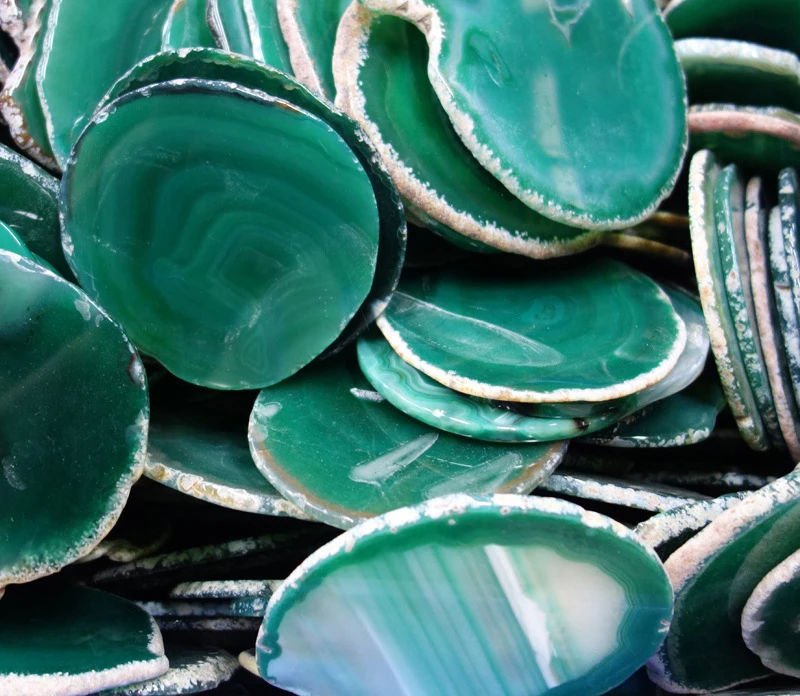 Large Round Natural Stone Agate Coaster Slices Wholesale Green Purple ...