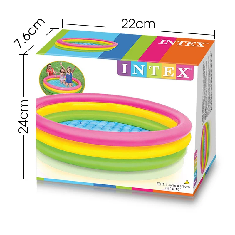 Intex 57412 Inflatable Kiddie Pool 3 Rings Kids Large Pvc Baby Play ...