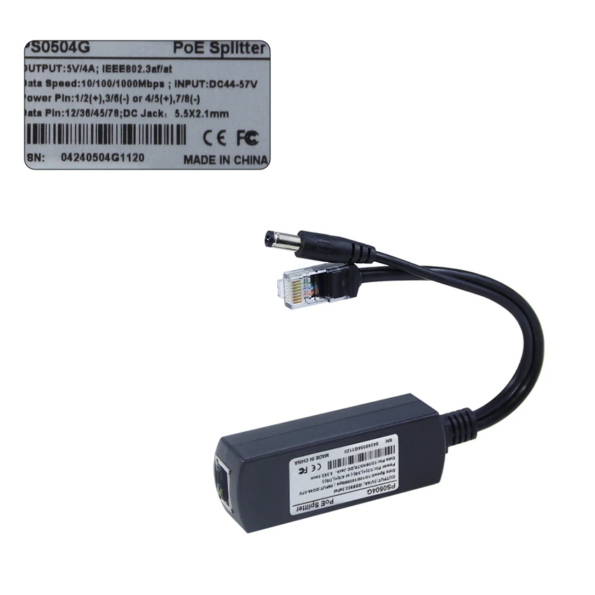 48v To 5v 10/100m Poe Splitter Ieee802.3af/at Standard 48v Power Over ...
