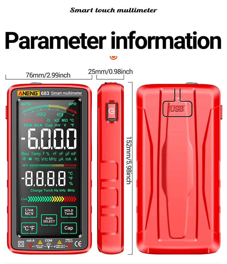 ANENG 683 Multimeter - Precision AC/DC Measurement