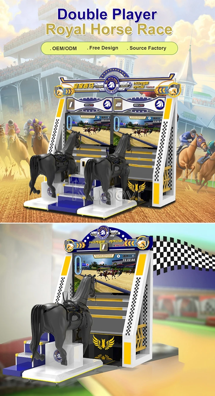 Amusement Park Carnival Electric Coin Operated Golden Sport Royal Horse ...