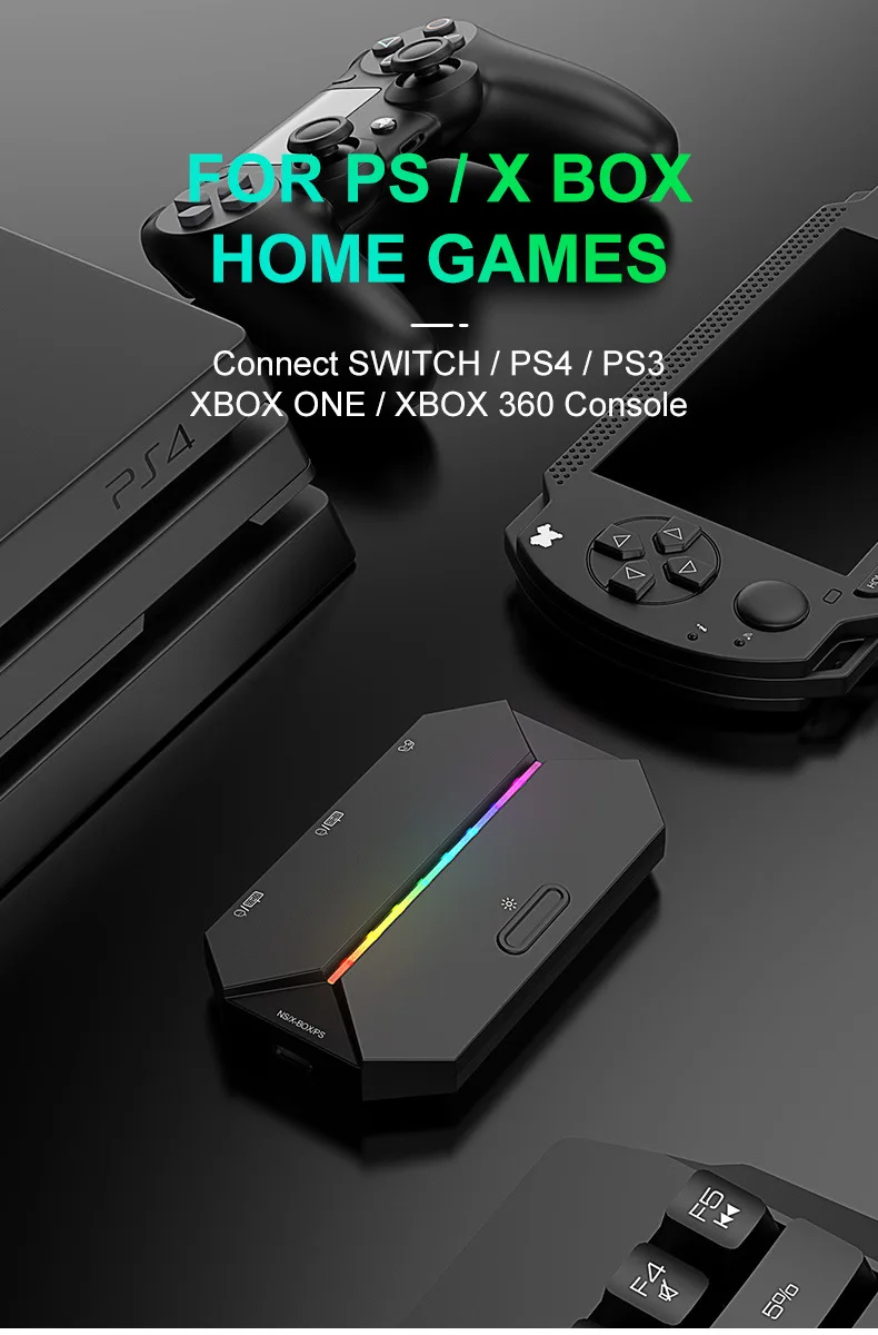 G6L RGB Gaming Keyboard Mouse Converter Adapter Wired Game Controller ...