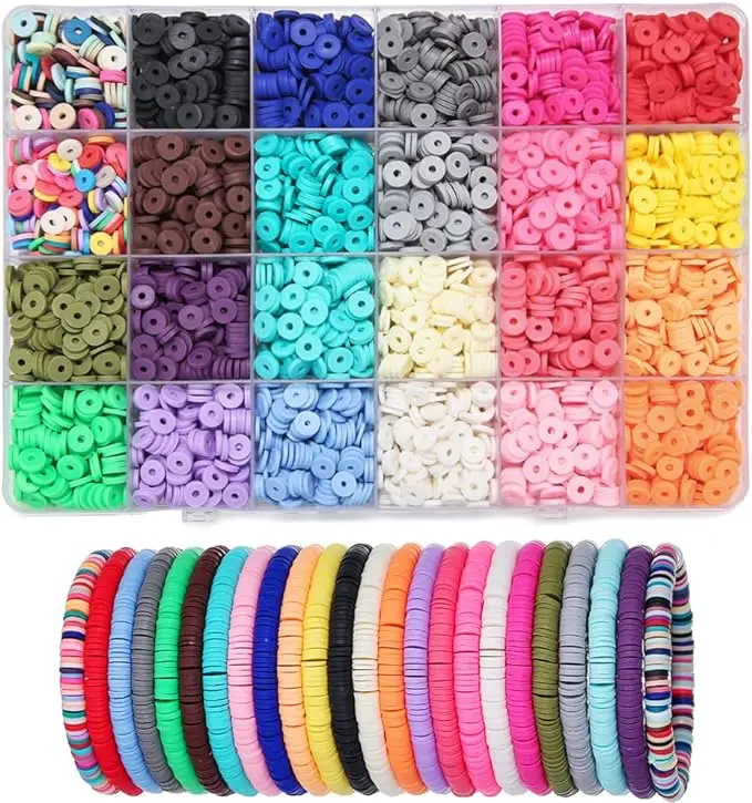24 Color Customizable Polymer Clay Set Box 2400/4800 Heishi Beads ...