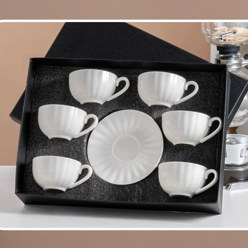 90ML Tea Cups and Saucers with Gold Trim,Ounce White Porcelain Tea Set ...