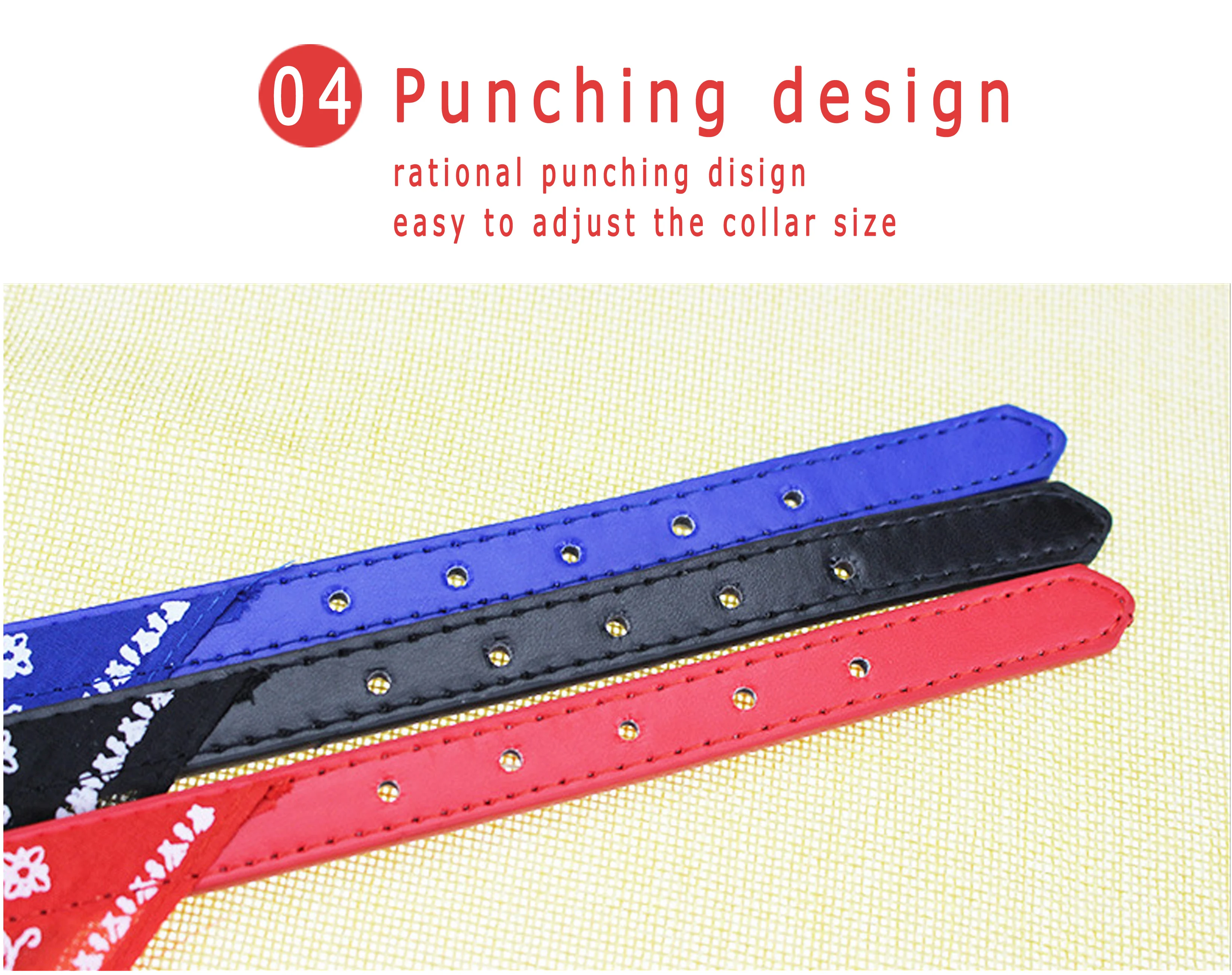 Fashion Printed Cotton Neckerchief Adjustable Pu Leather Dog Saliva ...