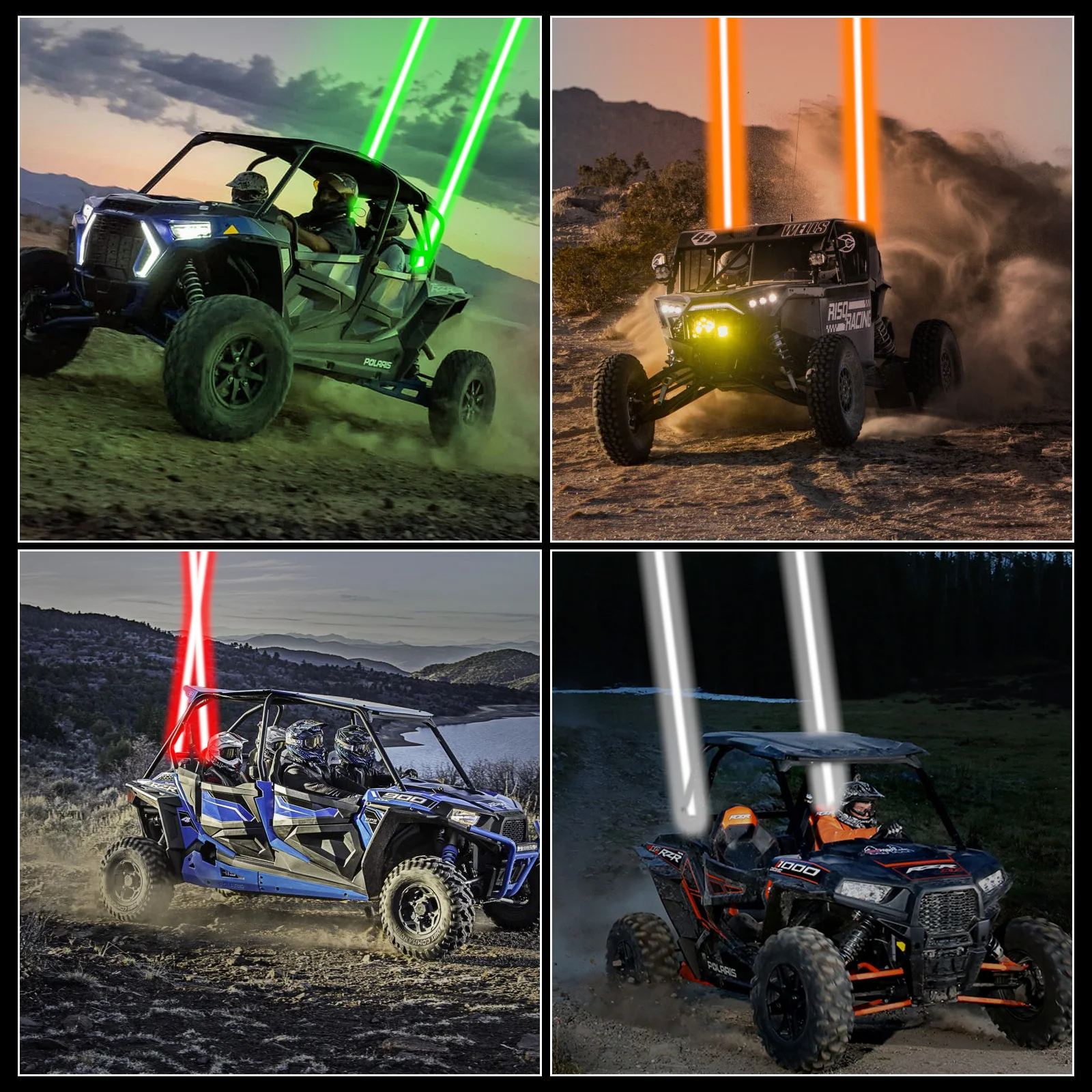 UTV Bright Laser Whip Lights - RGBW Laser Pod Antenna