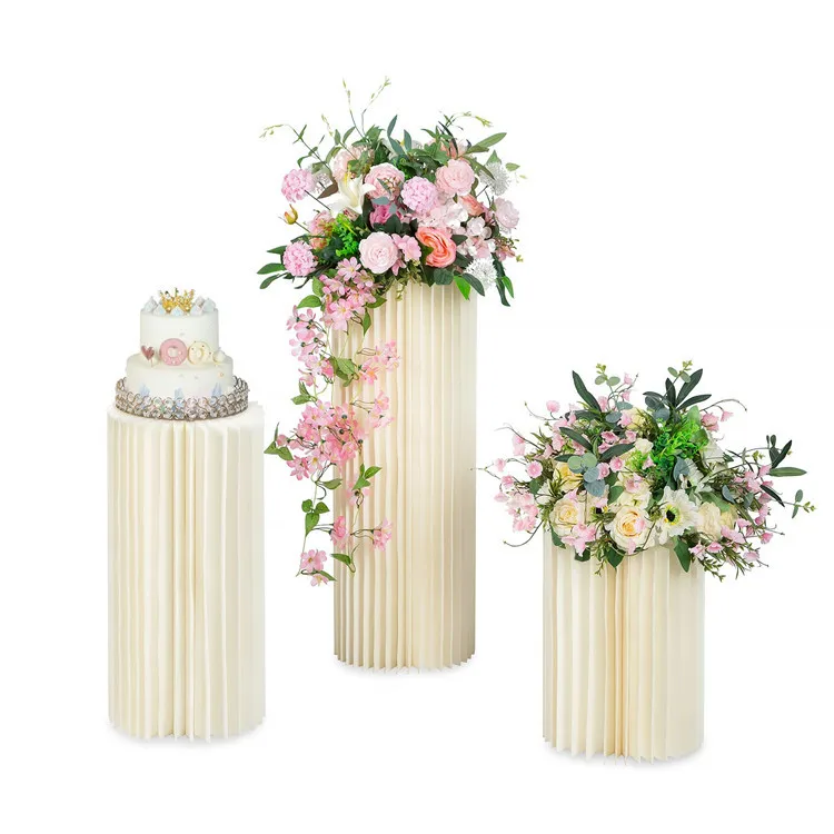 Deformed Folding Cylinderl Paper Cake Plinth Stand Dessert Table Stage ...