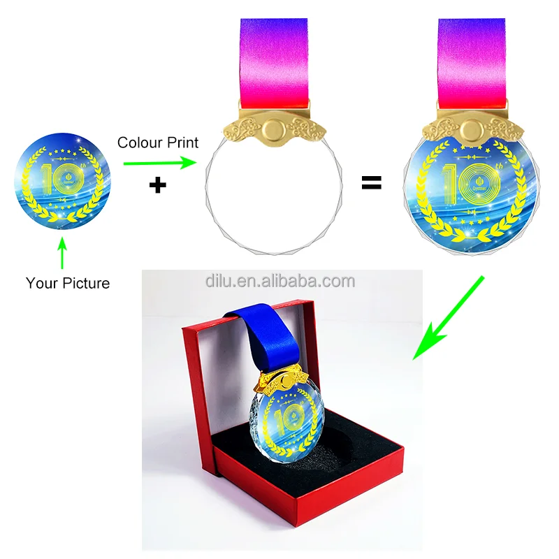 DIY Custom Crystal Medal Trophy - Personalised Glass Award