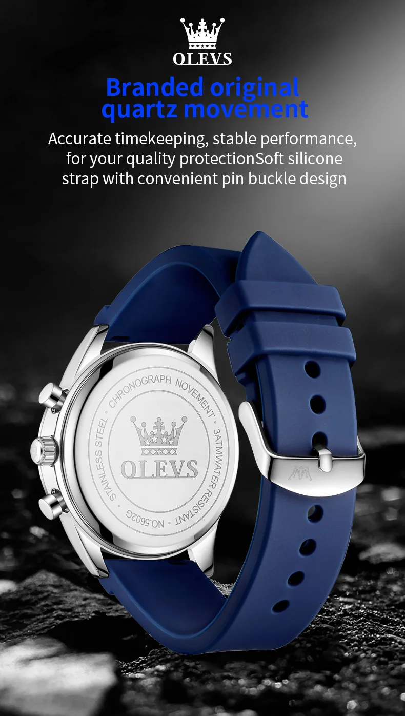 OLEVS 5602 Men's Chronograph Quartz Watch with Silicone Strap