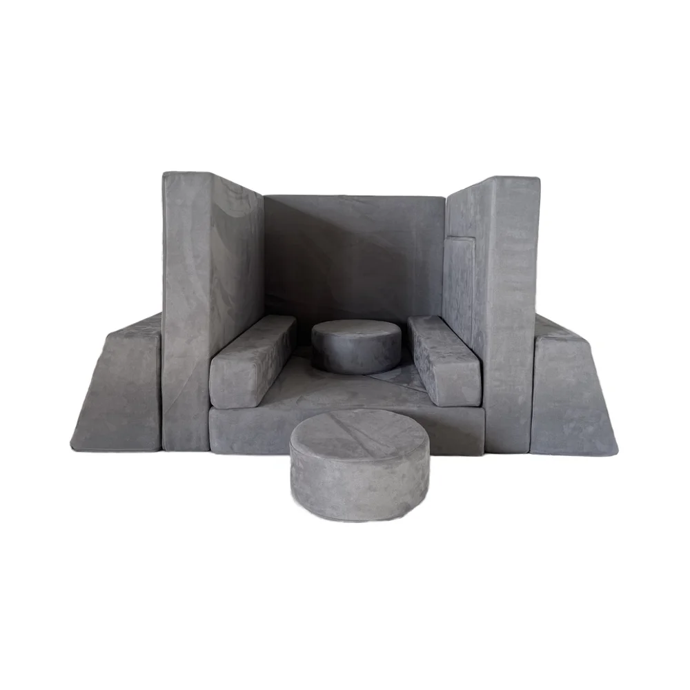 Modern Modular Kids Play Couch with 2 Ottomans Soft Fold Out Sofa for ...