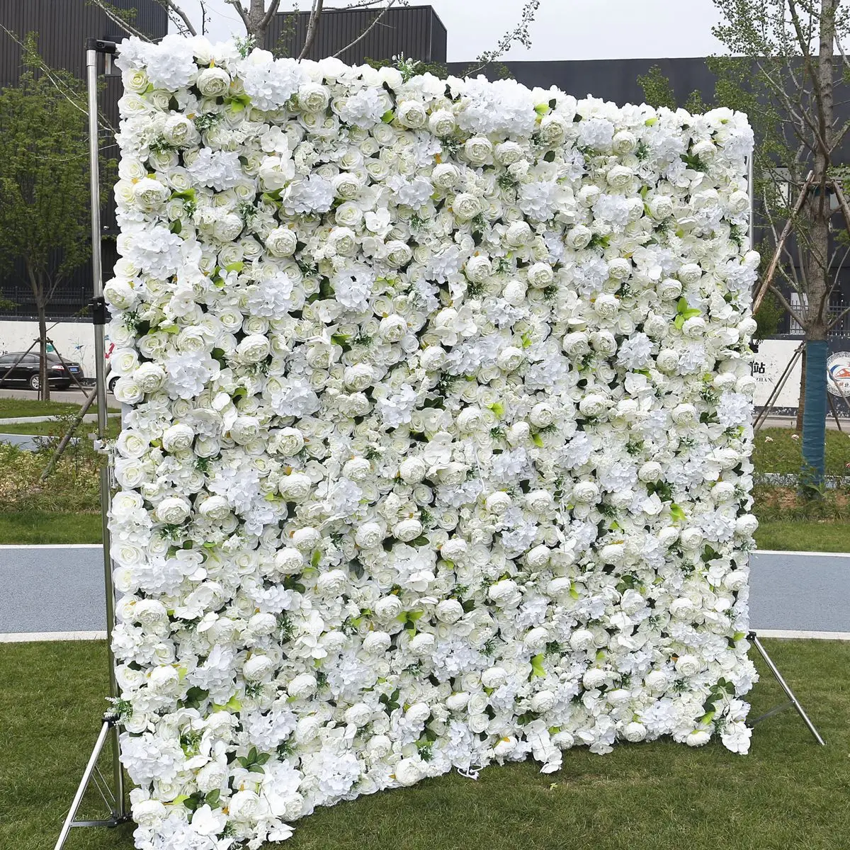 Custom 5D Flower Wall Backdrop Roll up White Flower Wall Panel Backdrop ...