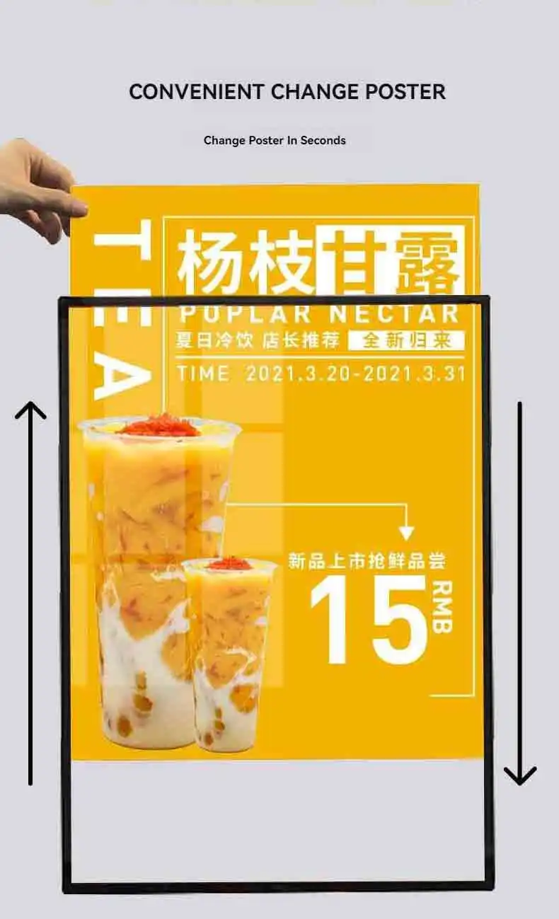 Wall mounted custom size aluminium slim frame snap led drawing animated ...