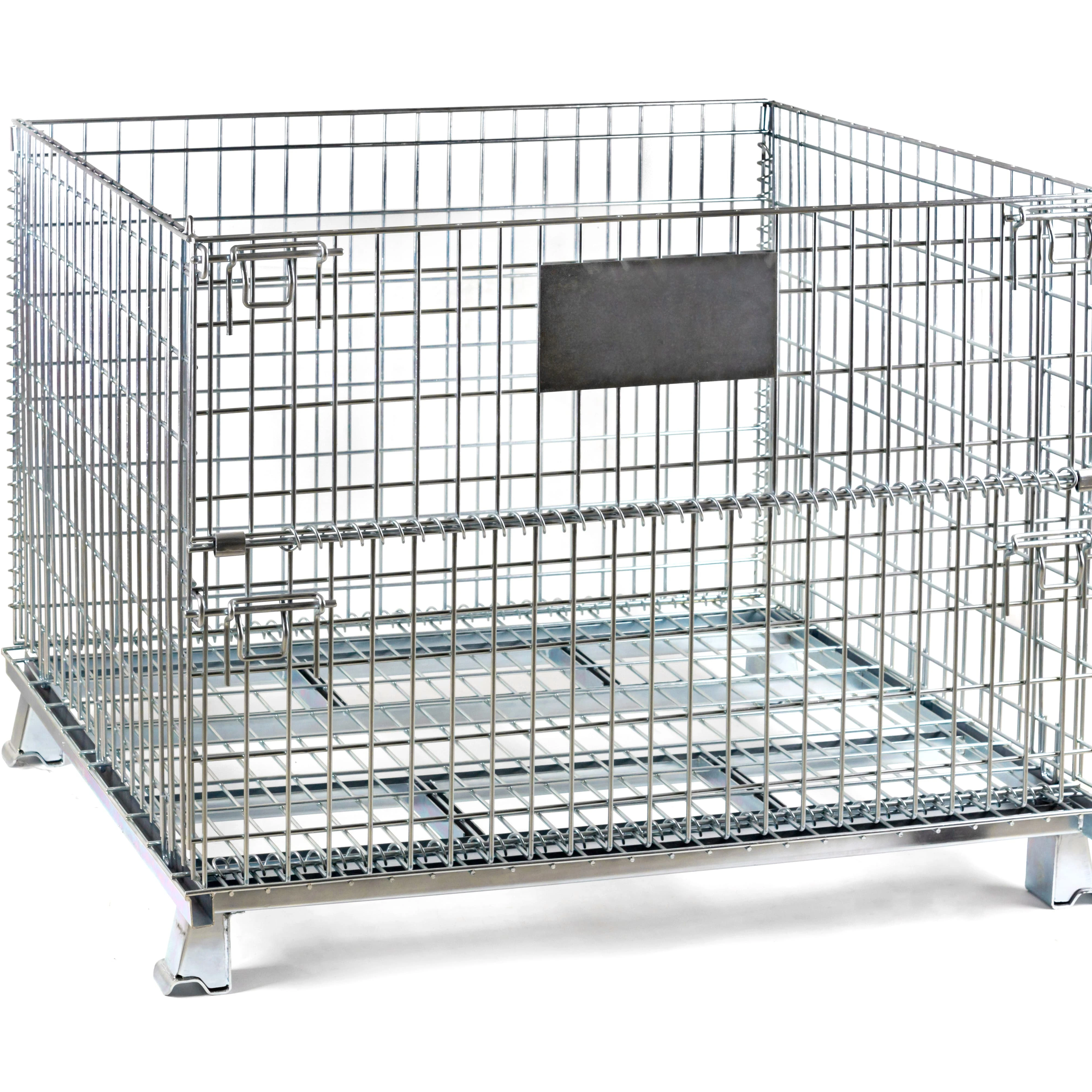 Custom Collapsible Industrial Bulk Container Foldable Mesh Wire Storage Bin Forklift Safety Cage ...