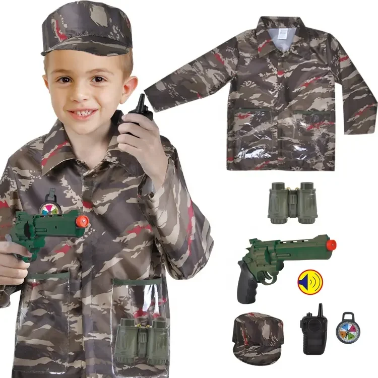 Kids Army Costume Set Camouflage Uniform with Military Accessory Toy ...