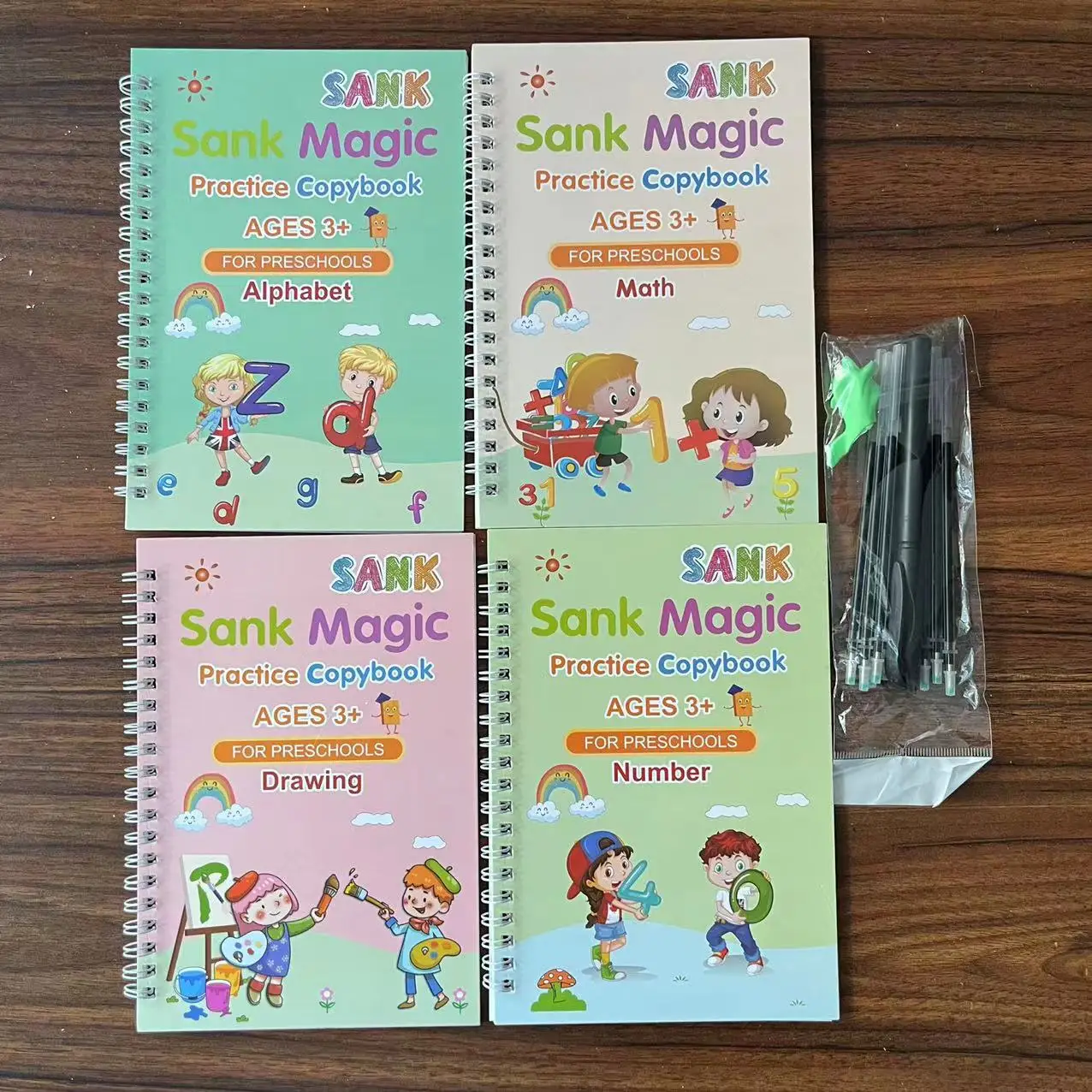 Cheap Sank Reusable English Book Sets Magic Writing Copybook Spiral ...