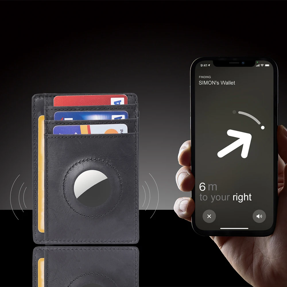 New Design Modern Anti-theft Wallet With Front Pocket Air Tag Slim ...