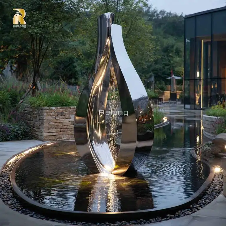 Stainless Steel Water Fountain - Custom Sculpture for Gardens