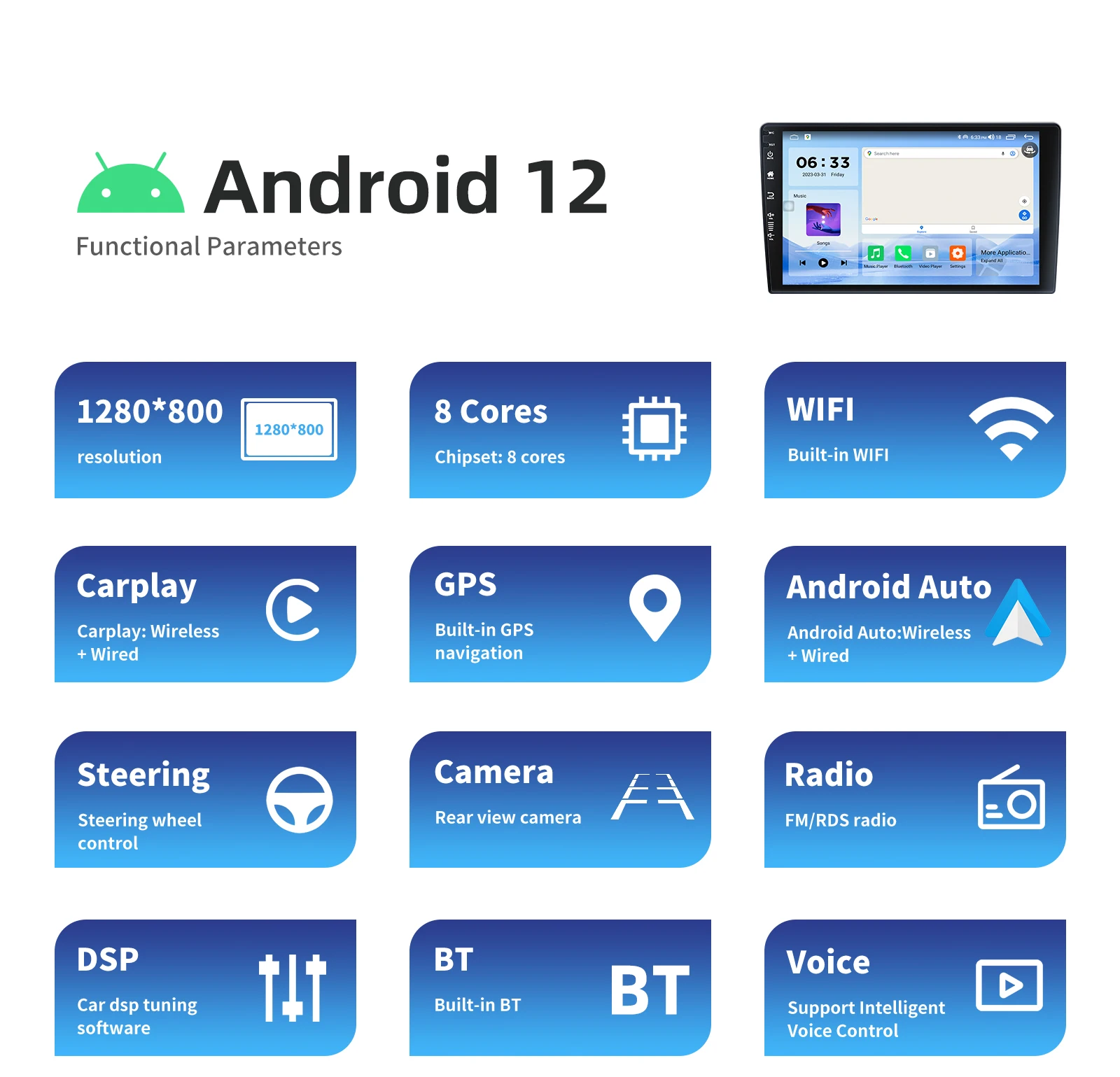 Universal Auto Android Car Radio 9" Qled Multimedia Palyer Touch Screen ...