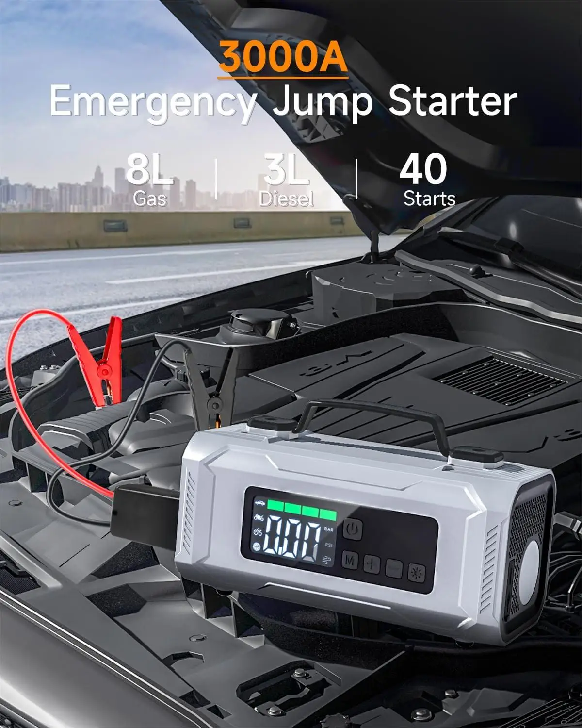 Carrimin Rechargeable Jump Starter - Powerful 8000MAH Battery