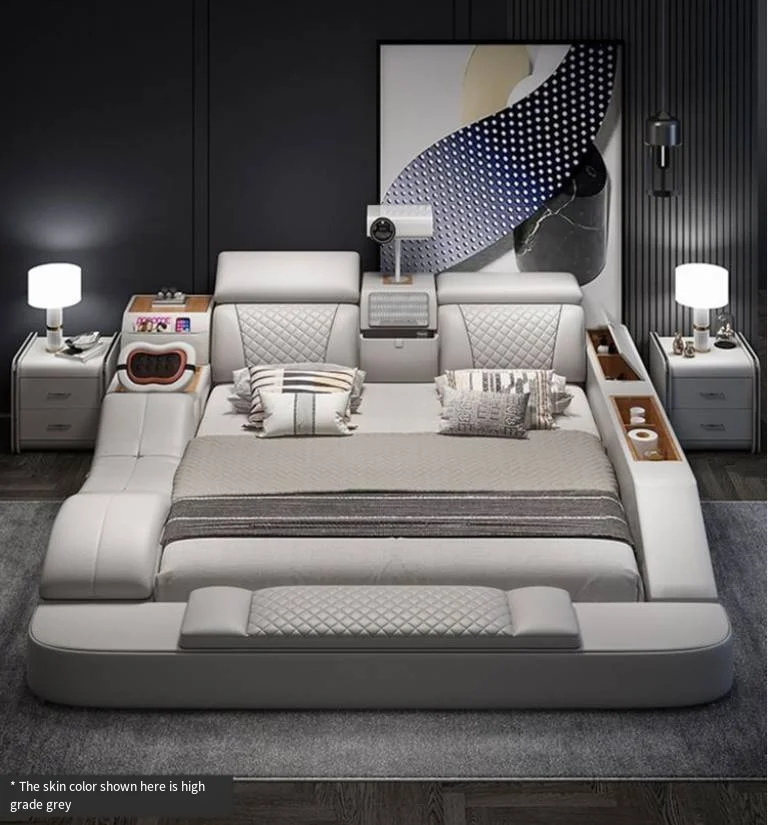 Tatami Bed Multifunctional Smart Leather Bed Bedroom Electric Massage ...