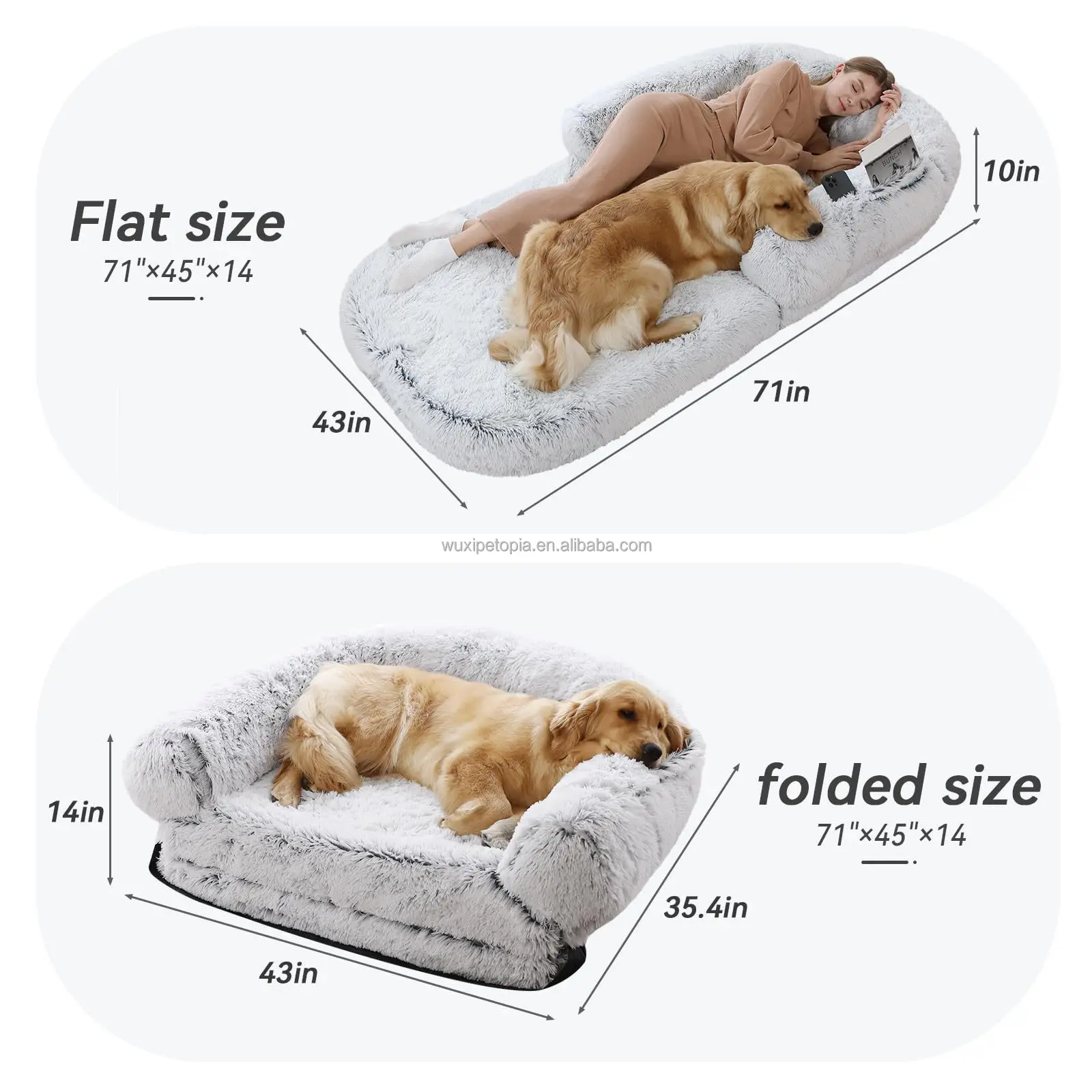 Foldable Homguava Large Folding Human Dog Bed For People Ad 72"x48"x10 ...