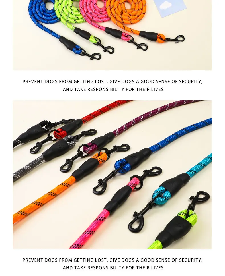 Strong Dog Leash Reflective Pet Leashes Long Lanyard Walking Traction ...