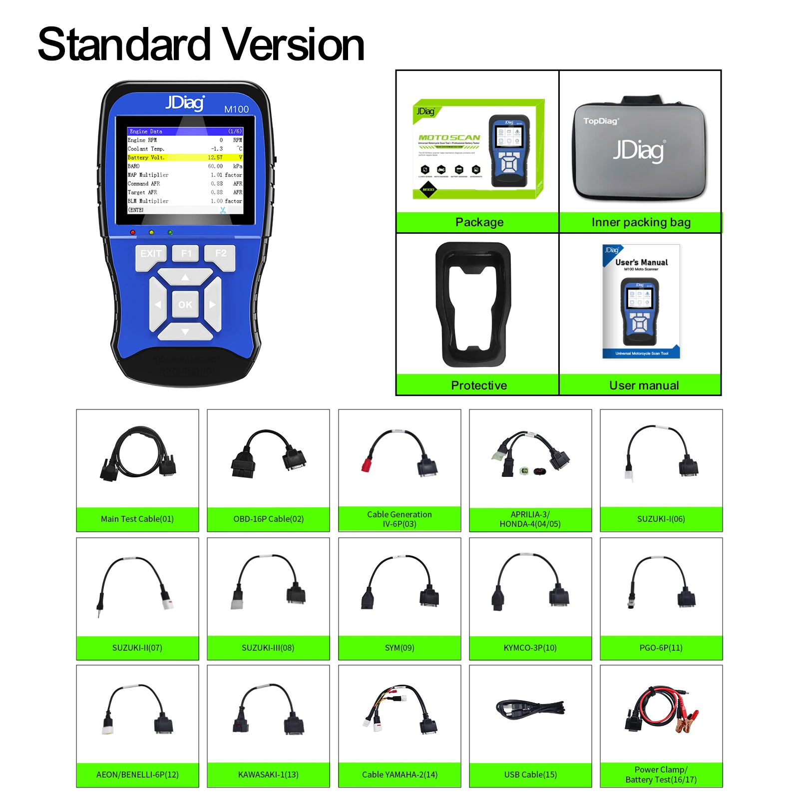 Universal Motorcycle Scan Tool - JDIAG M100 & Topdiag TP100