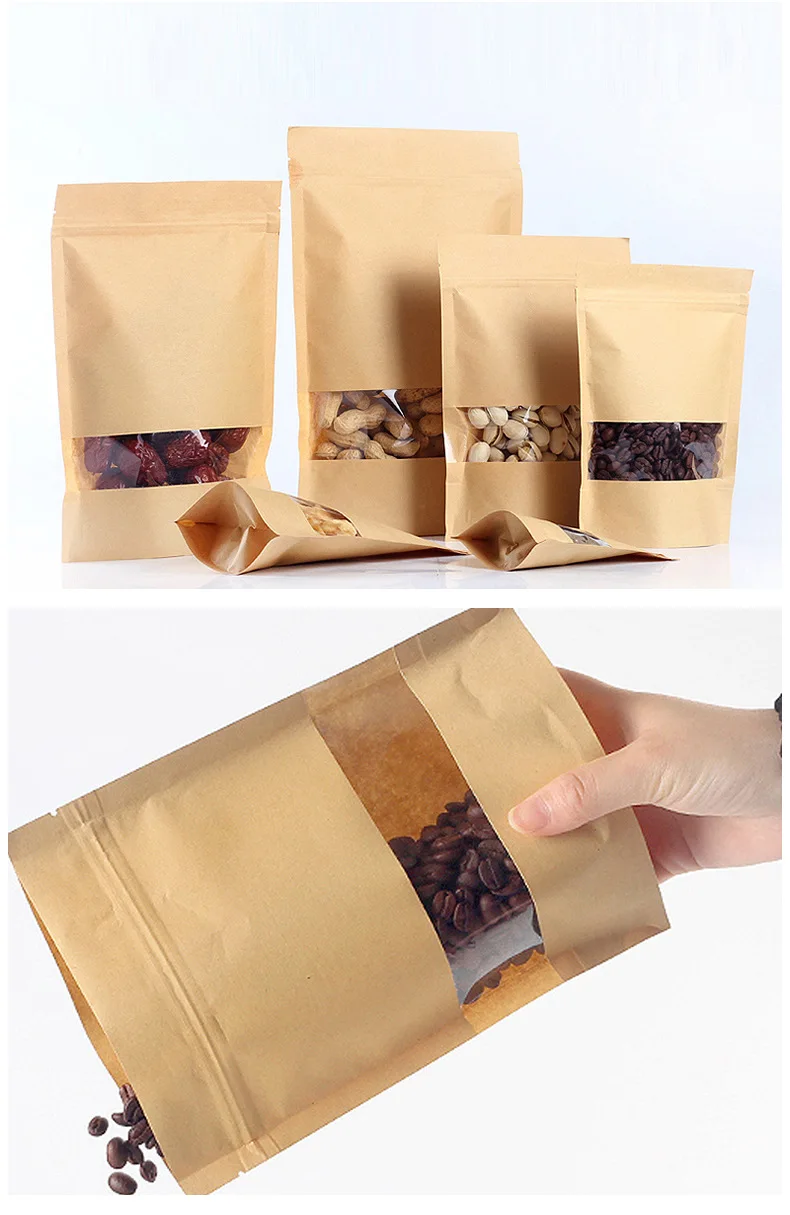 Brown Ziplock Kraft And White Kraft Craft Paper Standing Up Pouches ...