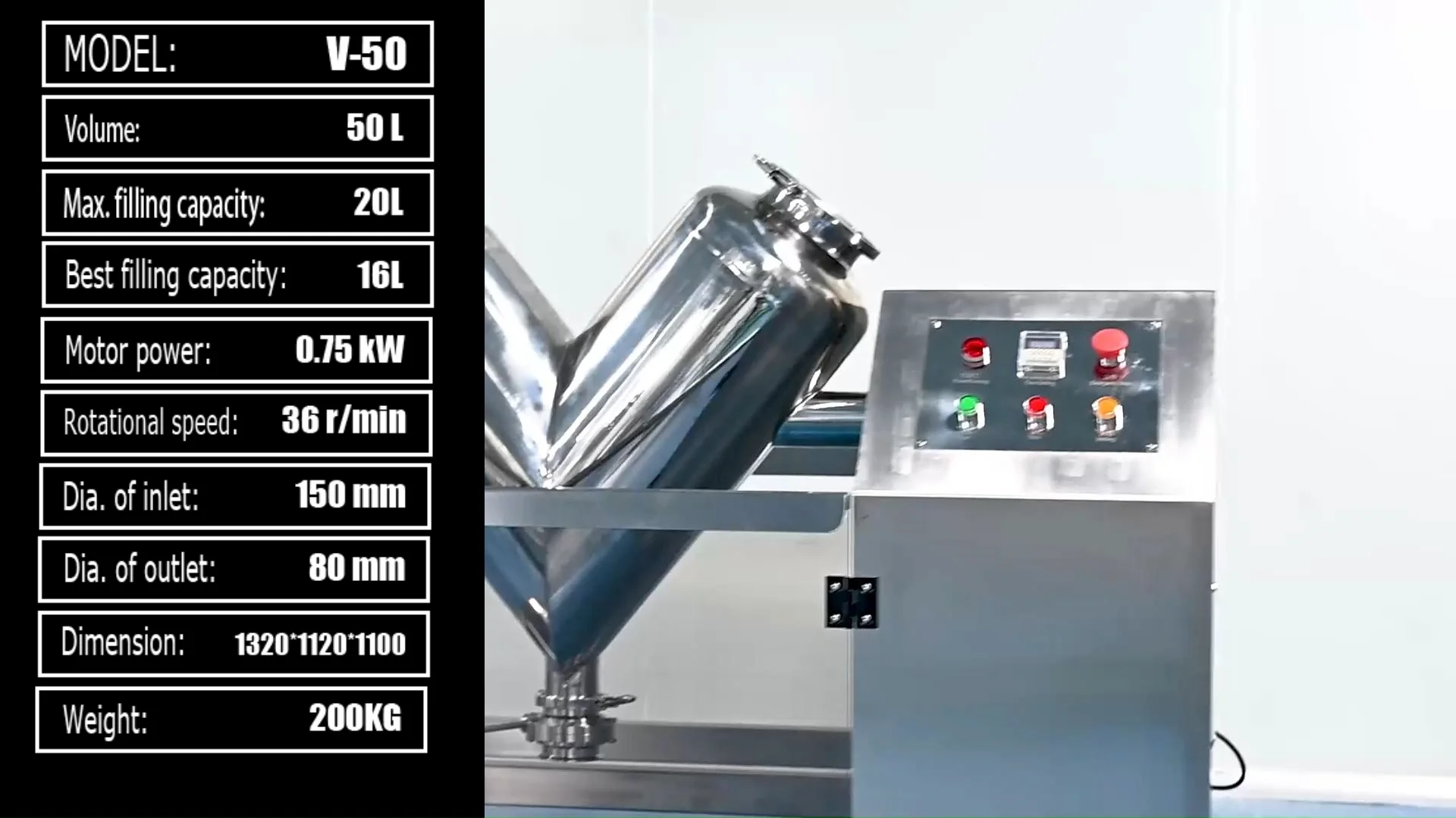 V-50 Pro 20l V Cone Mixing Dry Blenders For Dry Powders V Blender Mixer ...