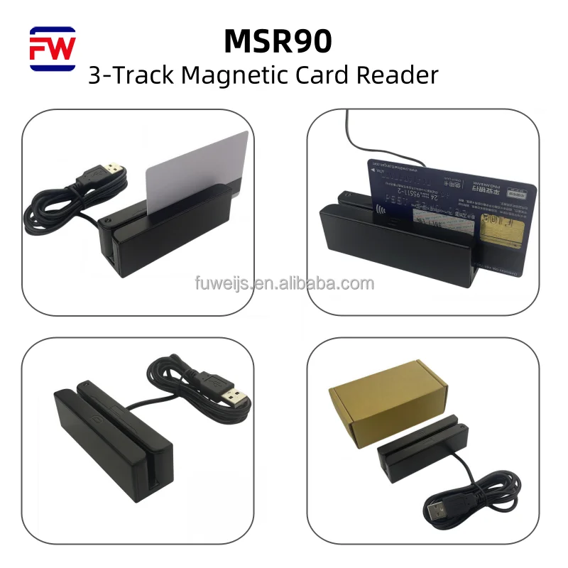 MSR90 3 Track Mini Magnetic Stripe Card Reader HiCo LoCo POS Swipe Card ...