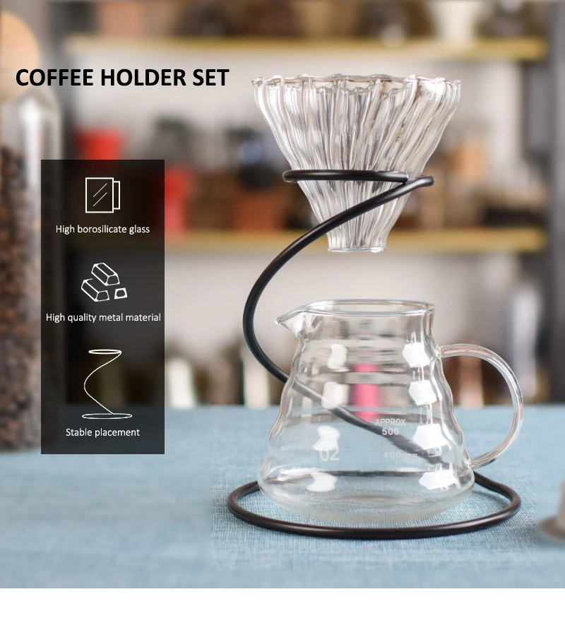 Hand Drip Coffee Set 600ml Classic Cloud Glass Server 4 Cups Coffee ...