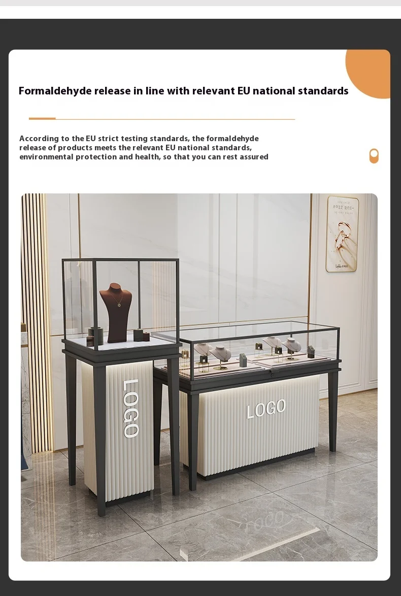 Luxury Gold Jewelry Display Cabinet with Custom Design Lockable ...