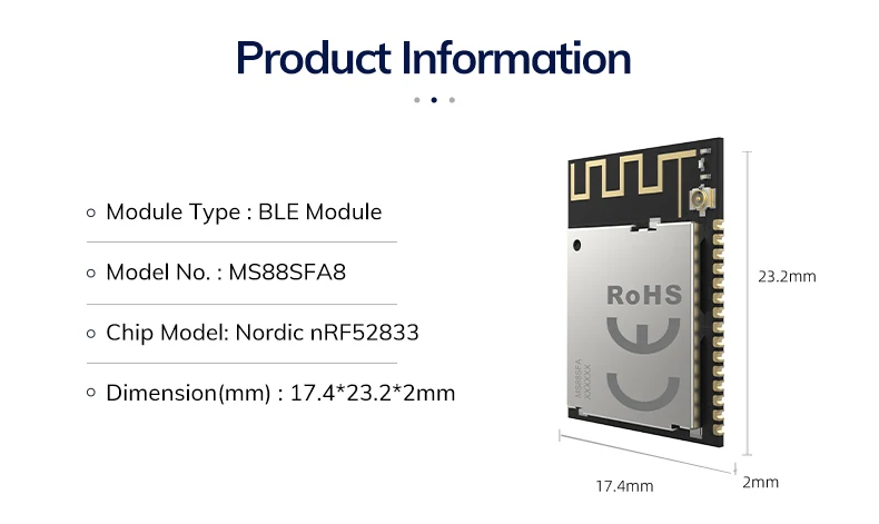 Ultra Long Range Nordic Nrf52840 PA LNA Bluetooth 5.2 Module