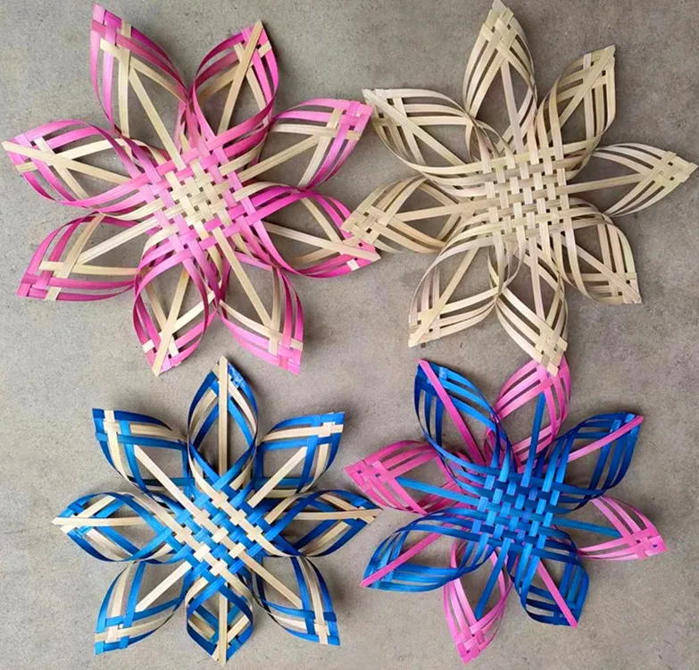 Hand Woven Colorful Bamboo Star Snowflakes Christmas Decoration Wall ...