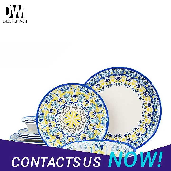 High Quality Wholesale Unbreakable Round Shape Flower Pattern Melamine ...