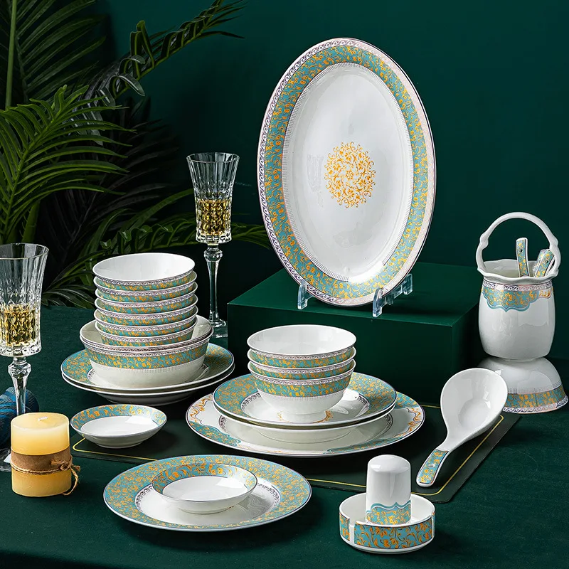 Quality Luxury China Colorful Dinnerware Sets Ceramic Tableware White ...