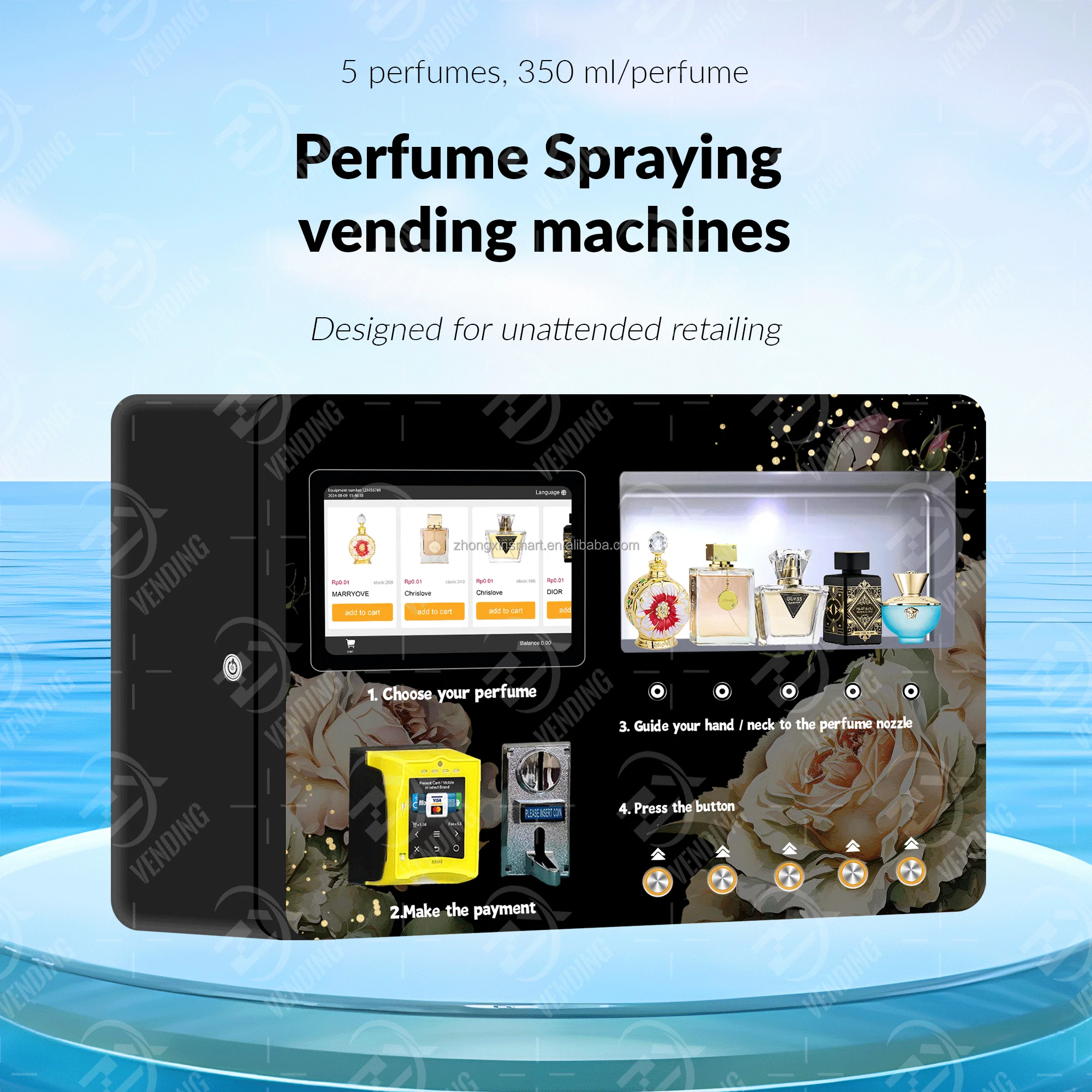 Automatic Perfume Fragrance Vending Machine Popular Coin and Credit ...