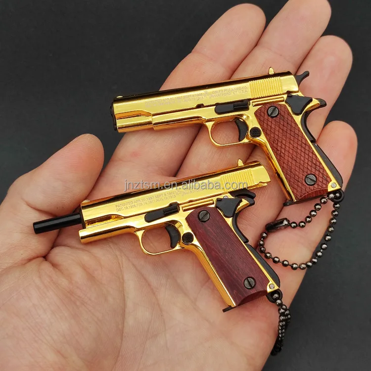 Wholesale 1:3 Mini Metal 7cm Toy Gun Keychain with Bullets