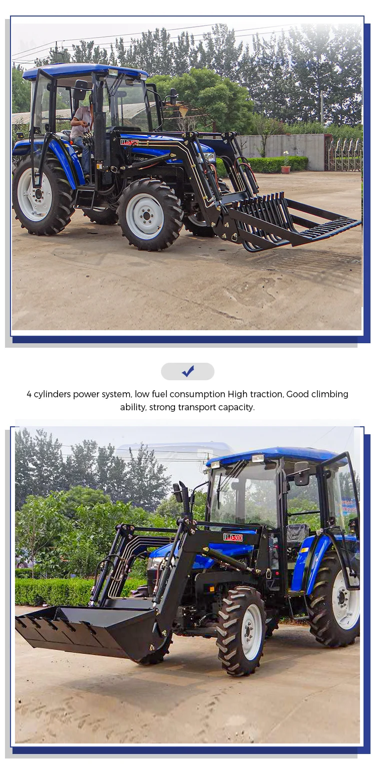 Factory Epa 50hp 70hp 100hp 4x4 Small Tractors Mini Tractors With Front End Loader Backhoe ...