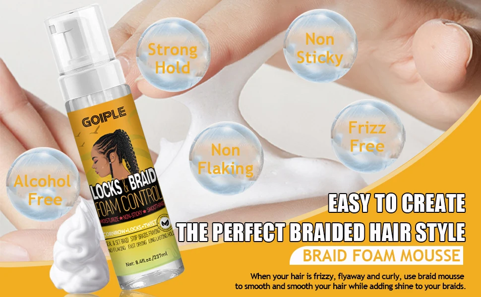 Custom Hair Setting Mousse for Braiding Sealer Box Braids Cornrows ...