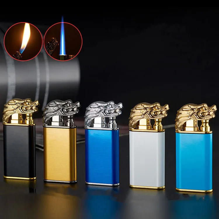 Classic Dragon Double Flame Lighter Custom Logo Gas Dragon Lighter ...