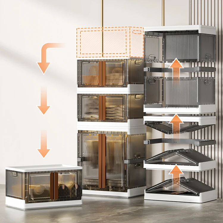 150l Stackable Organizer Boxes Double Door Plastic Container For ...