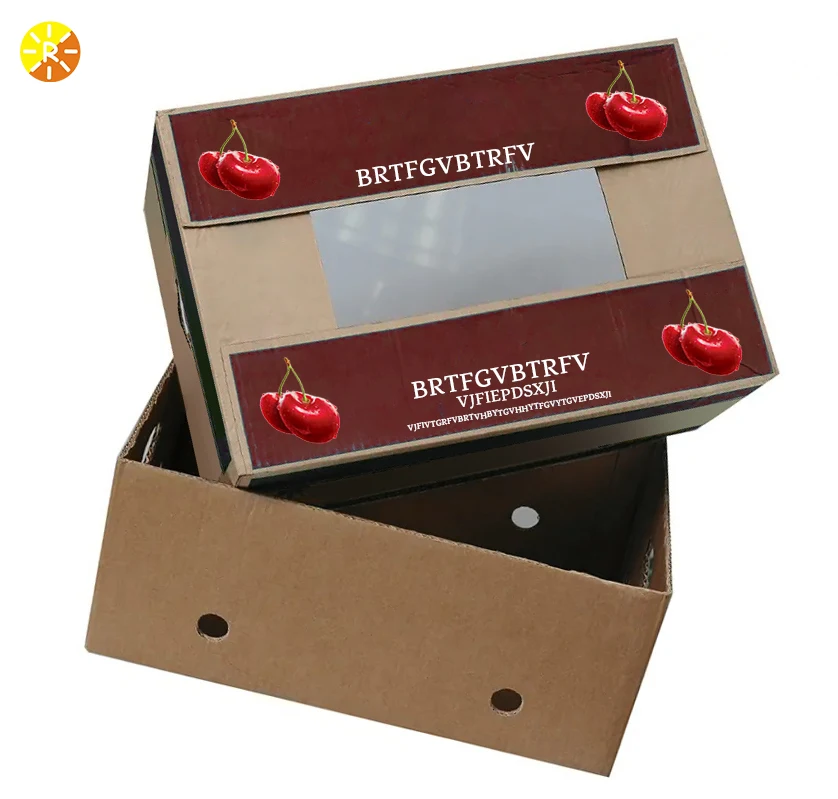 Customized Delicate Fruit Box Foldable Corrugated Packaging Box Cherry ...