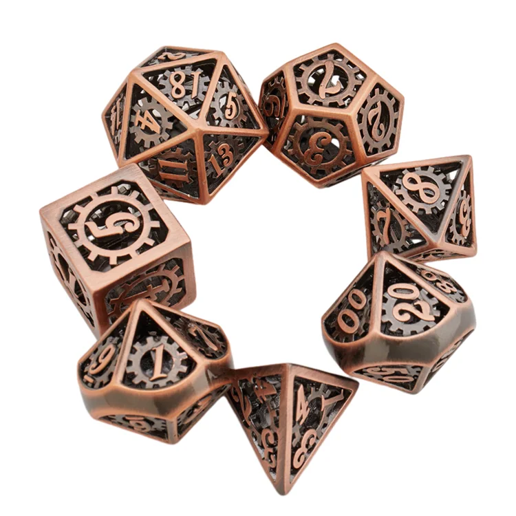 Checkerboard Game Dnd Polyhedral Hollow Gear Metal Rpg Dice Set Custom ...