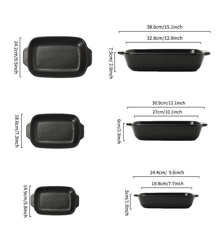 Wholesale Hand Painted Rectangular Ceramic Ovenware Bakeware & Baking Dish With Handle For ...