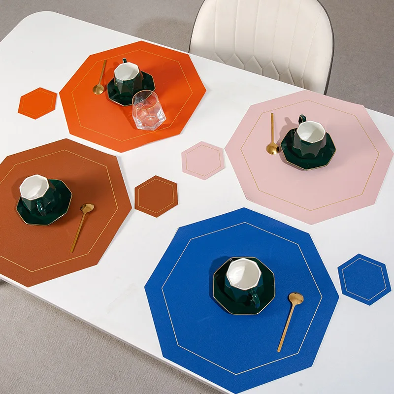Tabletex Bronzing Leather Placemat PVC Polygon Shape Waterproof ...